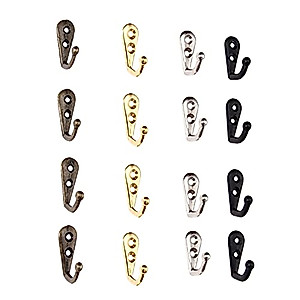 ANYUFEI 5Pcs Wall Hanger Curved Buckle Horn Lock Clasp Hook Zinc Alloy Door Wall Hooks Hanger Black/Gold/Silver/Bronze w/Screws (Size : A)