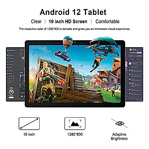 Mouikei 10 inch Tablet Android 12 Tablets, Quad-Core Tablet PC, 32GB ROM 128GB Expand, 5000mAh,1280x800 HD Touch Screen, Bluetooth, WiFi, Dual Camera, GPS, Silver