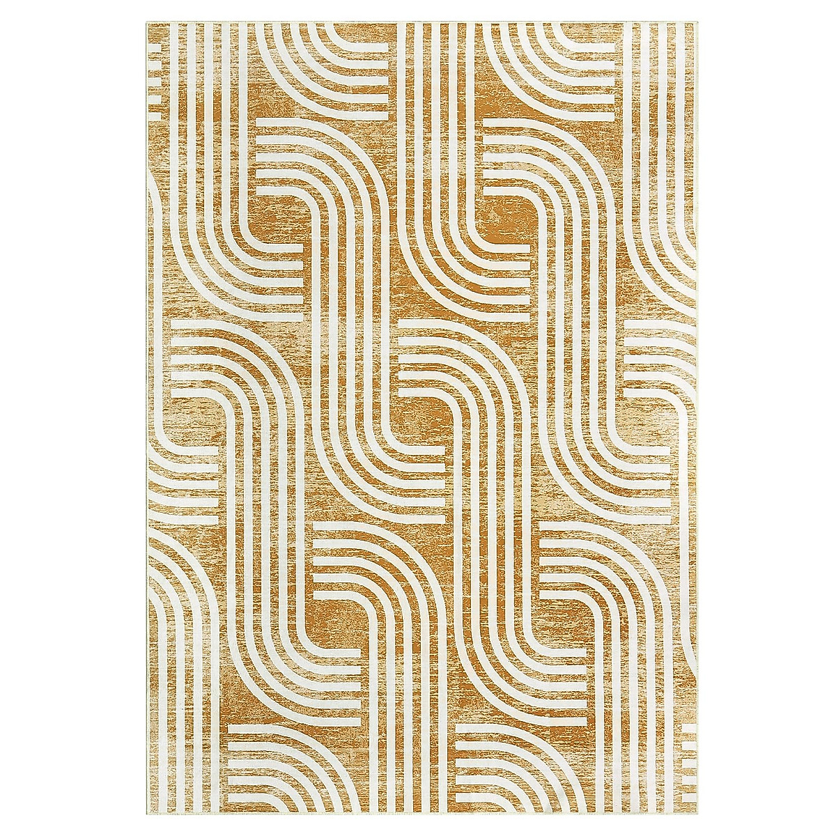CARMIO Area Rug 8x10, Machine Washable Rugs Soft Living Room Rugs Arch Pattern Knot Modern Print Area Rug Non Slip Indoor Floor Carpet for Bedroom Nursery Kitchen, Coffee