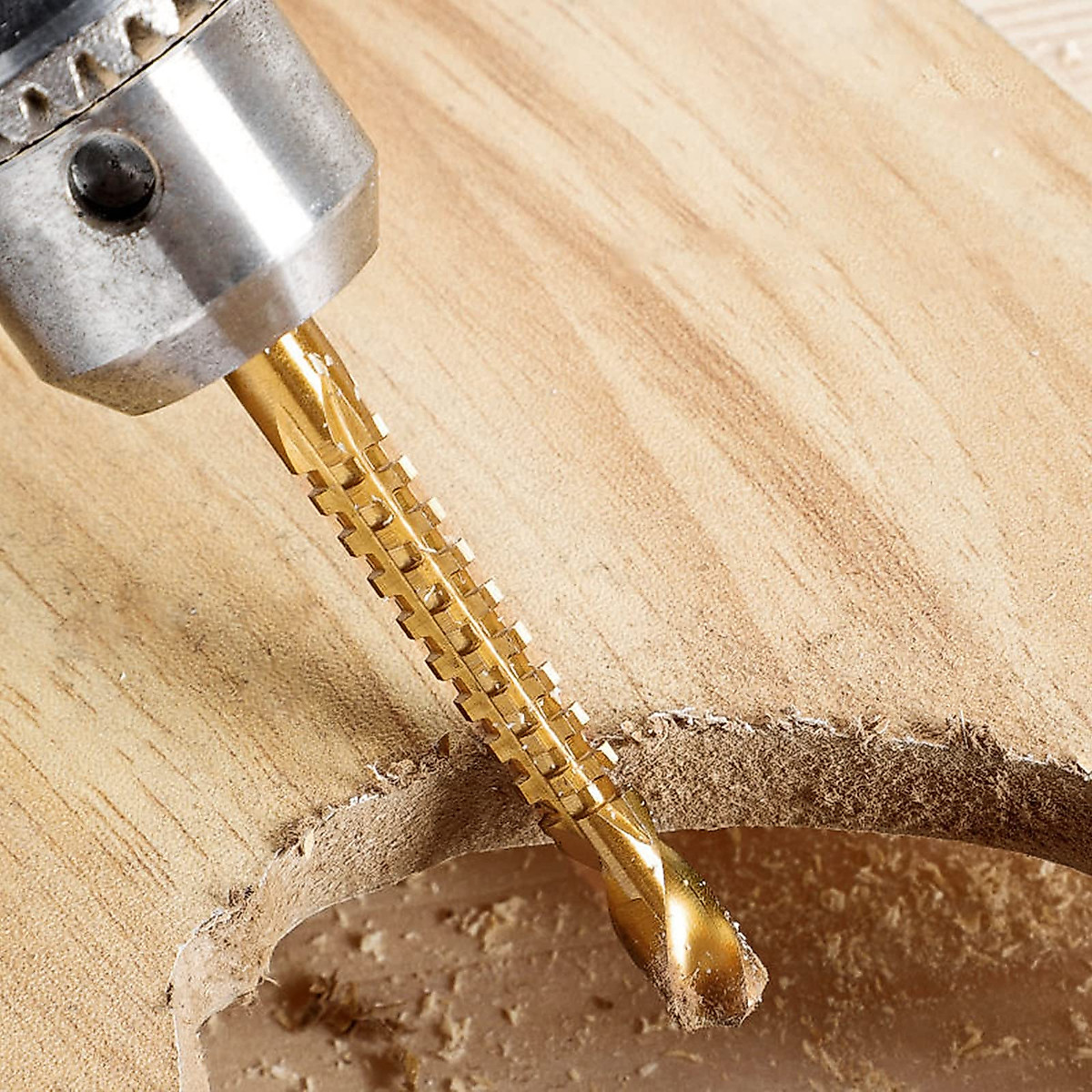 WEAVERBIRD Drill Bit Set - Step Drill Bit Set (3Pcs) and Serrated Drill Bit Set (3Pcs), Titanium Coated HSS Multifunctional Drill Set, 3-8mm Serrated Saw Drill Bit for Wood Metal Plastic