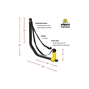 Suspenz Deluxe Kayak Canoe SUP Storage Rack, Adjustable Wall Hangers/Hooks, Indoor & Outdoor Use, Safety Straps, Stores Boats Up to 125 lbs (11-0111)