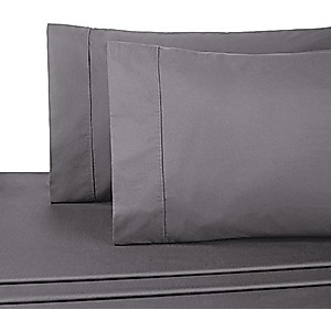 Amazon Brand – Pinzon 300 Thread Count Ultra Soft Cotton Bed Sheet Set, Queen, Graphite Grey