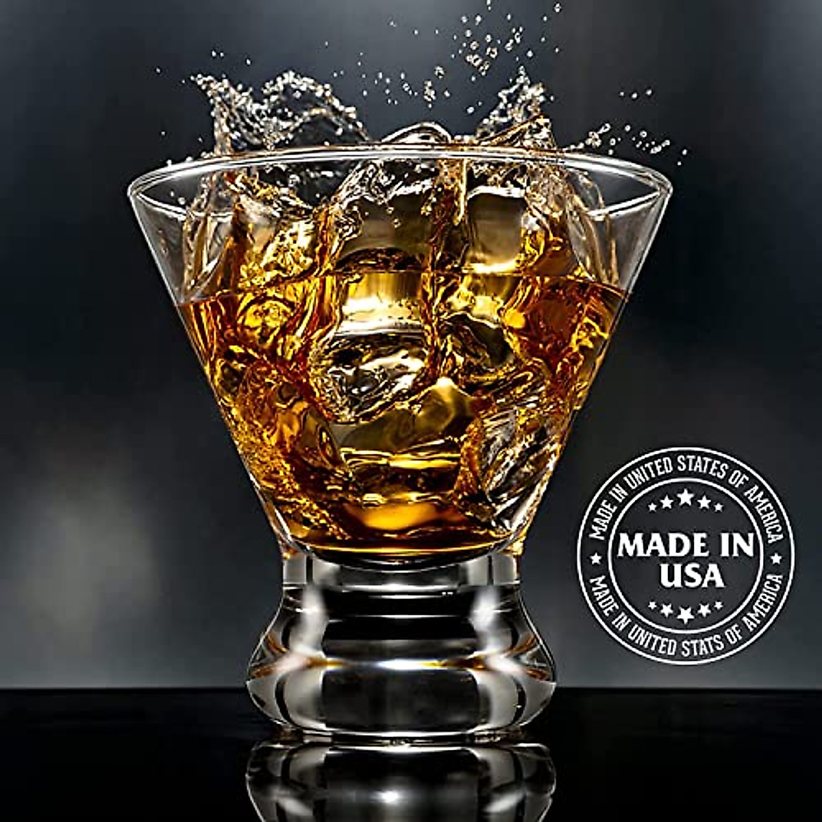 Qipecedm Martini Glasses Set of 4 (USA MADE), Crystal Cocktail Glasses 8 Ounces, Martini Glasses, Hand Blown Stemless Cocktail Glasses for Bar, Martini, Cosmopolitan, Manhattan, Gimlet, Brandy