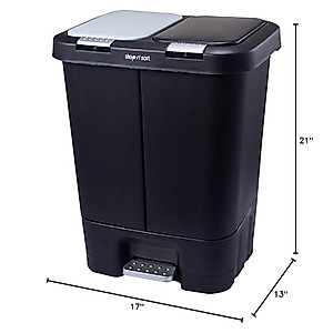 Step N' Sort 11 Gallon, Dual Trash and Recycling Bin with Slow Close Lid,Black,40 Liter,SNS402-B