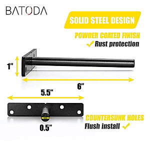 BATODA - 6" Floating Shelf Bracket Heavy Duty (8 pcs)-Solid Steel Blind Shelf Supports - Hidden Brackets for Floating Wood Shelves - Blind Shelf Support - Shelving Mounting Hardware Included (Pack 8)