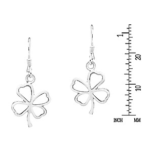 AeraVida Stylish & Lucky Four-Leaf Clover .925 Sterling Silver Dangle Earrings | Four Leaf Clover Earrings | Sterling Silver Dangle Earrings for Women | Fashion Drop Dangle Earrings