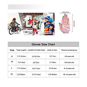 YukiniYa Kids Winter Gloves Back Water Repellent Touchscreen Warm Fleece Anti-Slip for Boys Girls 3-15 Years