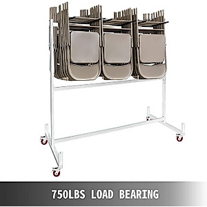 VEVOR Folding Chair and Table Cart 750lbs Capacity Combo Cart for 42 Chairs and 12 Tables Steel Frame Folding Chair Racks for Storage Swivel Wheels Folding Chair Storage with Steel Rope
