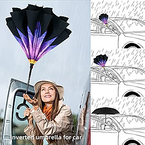 Trenovo Inverted Umbrella - 2023 Pro-Series Windproof Reverse Umbrella with C-Shaped Handle, Upside Down Umbrella for Rain, Updated Waterproof Tech & Wind Resistant Double Layer Stick Umbrella, Anti-UV Inside Out Umbrella for Car, Women and Men (Lucite)