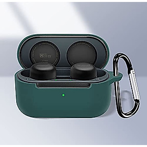 Antetek Compatible for Amazon Echo Buds 2 Wireless Earbuds Case with Keychain,Silicone Protective Cover Accessories Compatible with Amazon Echo Buds 2 Generation (Dark Green)