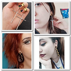 LADEMAYH 3 Pairs DIY Tunnels Plugs Gauges for Ears Piercing Jewelry, Women Mens Stainless Steel Ear Dangle Gauges Accessories Mixed Color 08mm=0g