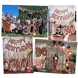 PartyHooman 30th Birthday Decorations for Women With 30th Birthday Sash and Rhinestone Tiara | 30th Birthday Balloons, 2 Pcs Foil Backdrops with 25 pre-assembled photoshoot props | Dirty 30 Birthday
