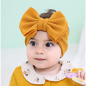 Lawie 12 Pack Double Layer Bowknot Large Knot Hair Bow Elastic Stretchy Wide Nylon Headbands Hairband Hairbows Turban Headwraps Hair Accessories for Kids Toddler Infant Newborn Baby Girl Bulk