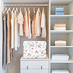 CaTaKu Hearts Leaves Storage Bins with Lids and Handles, Fabric Large Storage Container Cube Basket with Lid Decorative Storage Boxes for Organizing Clothes