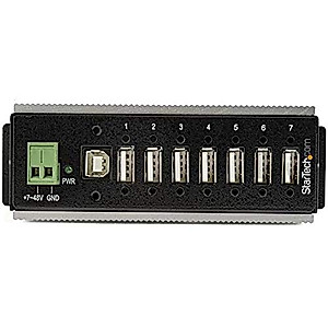 StarTech.com 7-Port USB 2.0 Hub - Metal Industrial USB-A Hub with ESD & 350W Surge Protection - Extended Operating Temp -40 to 185°F - Din Rail/Wall/Desk Mountable - USB Expander Hub, TAA