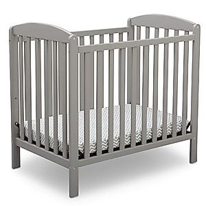 Delta Children Emery Mini Convertible Baby Crib with 2.75-inch Mattress, Grey