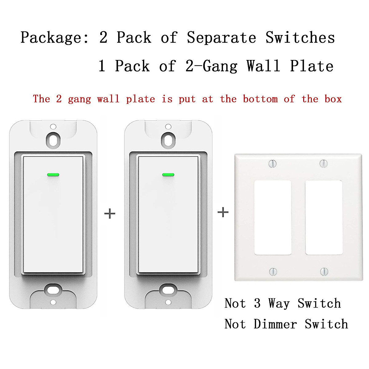Smart Light Switch, Double Smart WiFi Light Switches, Smart Switch 2 Gang Works with Alexa Google Assistant