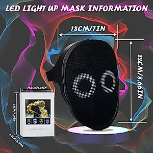 Depointer Life Led Mask with Rechargeable Bluetooth-compatible App Controlled, Customizable Shining Mask, Lighted Face Transforming Mask, unisex-child