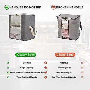 Qozary 3 Pack Large Storage Bags for Comforters, Blankets, Clothes, Quilts and Towels, Better and Sturdy Under Bed Organizer Bag for Closets, Bedrooms (Gray, Extra Large - 122L - 20.47x 16.53x 22")