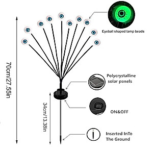 etoper Halloween Decoration Outdoor Solar Eyeball Lights,2 Packs 20 LED Green Eyeball Swaying Solar Landscape Pathway Stake Light,Path Lights for Garden Yard