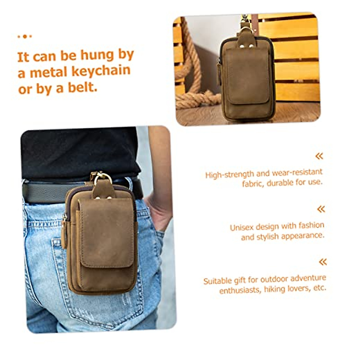 CUBTOL 2pcs Fanny Pack Pocket Holster Multitool Holster Loincloth for Men Duty Belt Accessories Tool Pouch Belt Pouch Wear a Belt Men's Toolbox Pu Light Brown Waist Pack for Men