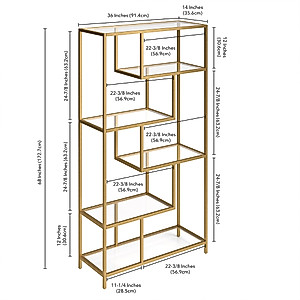 Isla 68'' Tall Rectangular Bookcase in Gold