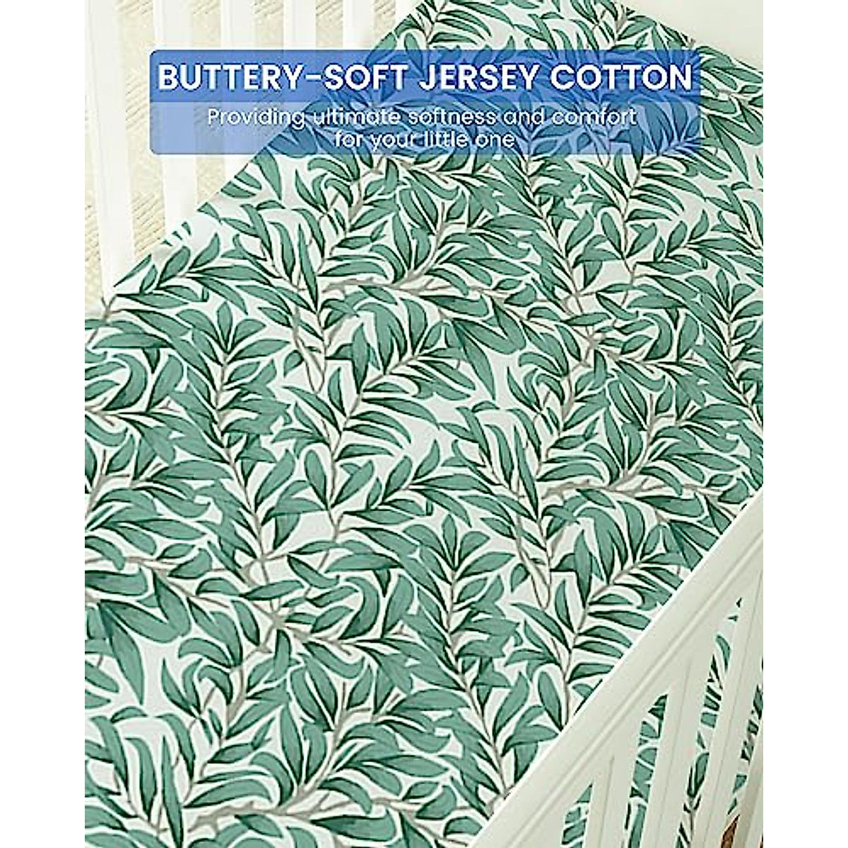 Crib Sheets for Boys, TotBasic Ultra Breathable Fitted Crib Sheet, Premium Soft Crib Mattress Sheet Fitted, Super Stretchy Baby Sheets for Crib 28''x52''x9'' Extra Deep Pocket (Tiger & Green Jungle)