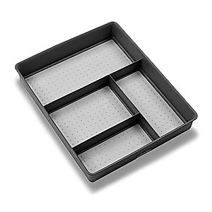 madesmart Classic Gadget Tray, Soft Grip, Non-Slip, Multi-Purpose Drawer Organizer, 4 Compartments, All-In-One Home Organization, BPA Free, Granite