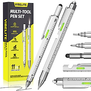 Gifts for Men Dad Him, 9 in 1 Multitool Pen Set, Gadgets for Men Gifts for Dad, Tools for Men Birthday Unique Gifts for Men, Him, Husband, Father, Grandpa, Silver