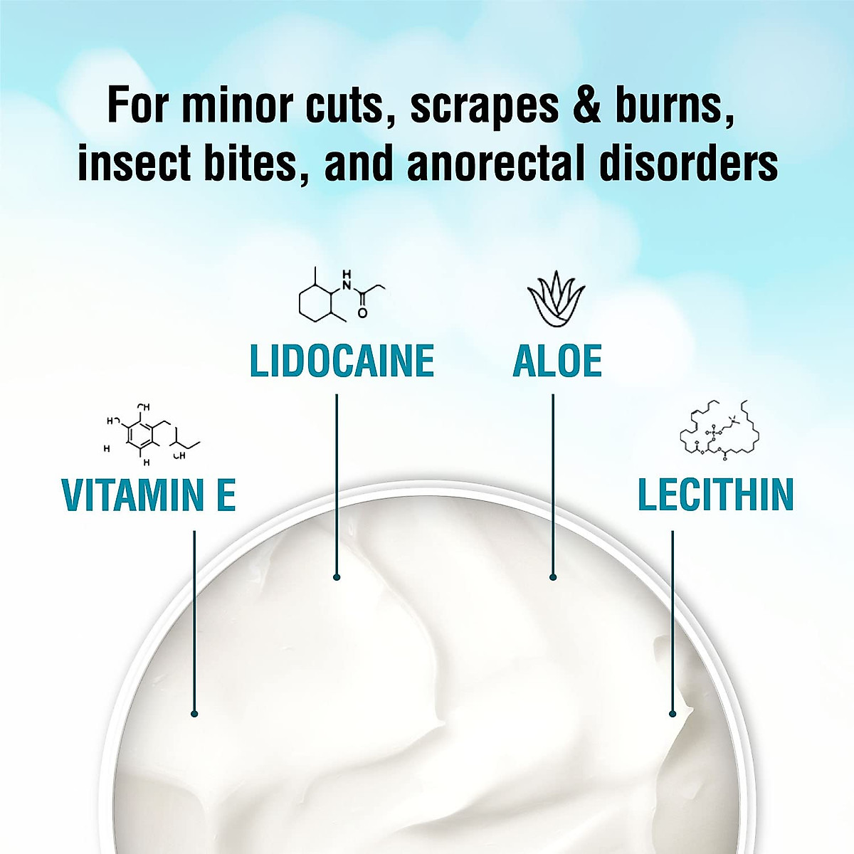 Ebanel 5% Lidocaine Numbing Cream, Pain Relief Burn Itch Numb Cream, Maximum Strength Topical Anesthetic with Allantoin, Vitamin E for Local and Anorectal Uses, Hemorrhoid Treatment, 1.35 Oz