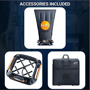 Testo 420 Flow Hood – Air Flow Meter for Airflow, air velocity, volume flow, temperature, and relative humidity – HVAC Air Flow Meter CFM with Tiltable Display, Bluetooth, and App Compatibility
