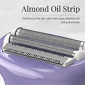 Remington WDF5030A Smooth & Silky Electric Shaver for Women, 4-Blade Smooth Glide Foil Shaver and Bikini Trimmer with Almond Oil Strip, Purple/White