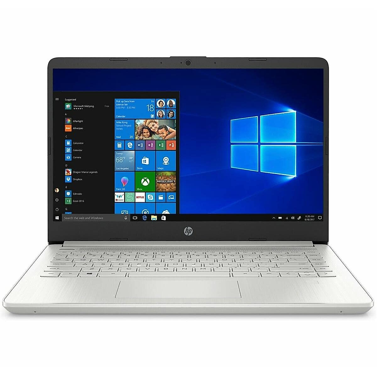 HP 14-dq2038ms 14" HD Touchscreen Notebook Computer, Intel Core i3-1115G4 3.0GHz, 8GB RAM, 256GB SSD, Window 10 Home S Mode, Free Upgrade to Windows 11, Natural Silver