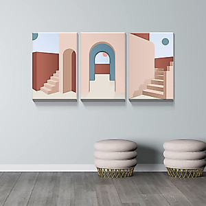 Dimpoli - Abstract Canvas Print Wall Art Set Mid-Century Modern Architecture Abstract Shapes Illustrations Minimalism Decorative Contemporary for Living Room, Bedroom, Office - 24"x32"x3 panel