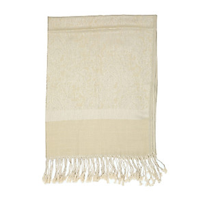 Achillea Two Tone Vintage Jacquard Paisley Pashmina Shawl Wrap Scarf (Champagne)