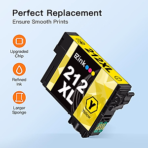 E-Z Ink (TM) Remanufactured Ink Cartridge Replacement for Epson 212XL T212XL 212 XL T212 to use with XP-4100 XP-4105 WF-2830 WF-2850 Printer (2 Black, 1 Cyan, 1 Magenta, 1 Yellow, 5 Pack)