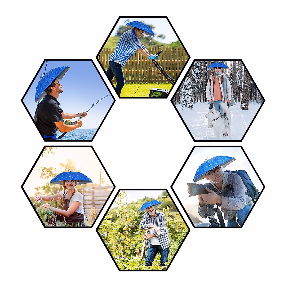 NEW-Vi Umbrella Hat, 25 inch Hands Free Umbrella Cap for Adults and Kids, Fishing Golf Gardening Sunshade Outdoor Headwear