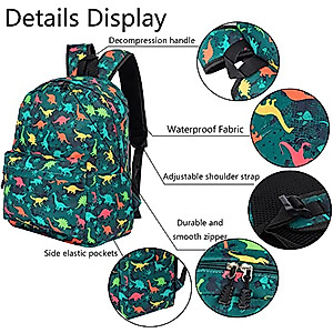 Dinosaur Backpack Set 3 Piece Preschool Schoolbag Shoulder School Book Bags Travel Bags For Kids Boys Girls Gifts