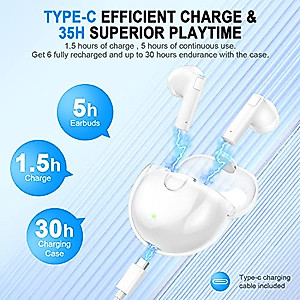 MAXROCK True Wireless Earbuds,TWS Bluetooth Headphones Stereo Powerful Sound TWS Earphones,30H Playtime,Sweat Proof Dual Bluetooth 5.2 Headset with Built-in Mic for Sports,Transparency Black (White)