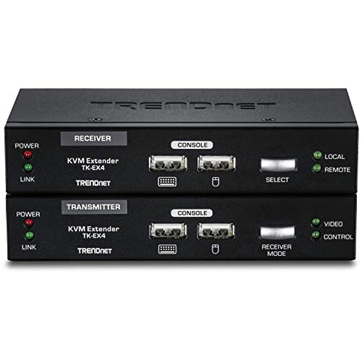 TRENDnet KVM Extension Kit, Extend Keyboard/Video/Mouse Controls, up to 100 Meters (328 ft.), Hot-Keys, Transmitter, Receiver, PS/2, VGA, TK-EX4