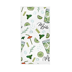 OTVEE Summer Cocktail Mojito Towel Washcloth 30x15 Inch Polyester Fingertip Towel for Home Bathroom Decor