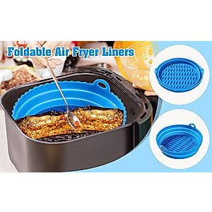 G3 Kitchenware 1-Pack Air Fryer Silicone Liners Foldable | Non-Stick Reusable Silicone Air Fryer Liners| Collapsible Air Fryer Silicone Pot Baking Tray Basket| 7.5 Inch, 3QT – 5QT (Blue)