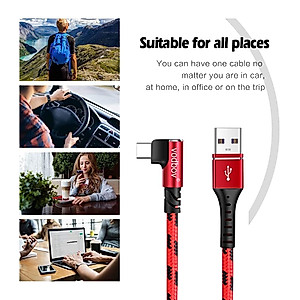 Micatel USB A to USB C Android Charging Cords 3Pack Fast Charger Braided Wire (Red)