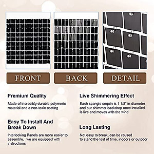Ayfjovs 24 PCS Black Shimmer Wall Panels Sequin Shimmer Wall Backdrop, Black Back Drops Pack for Party Decorations Birthday Wedding & Engagement Anniversary Home Decor