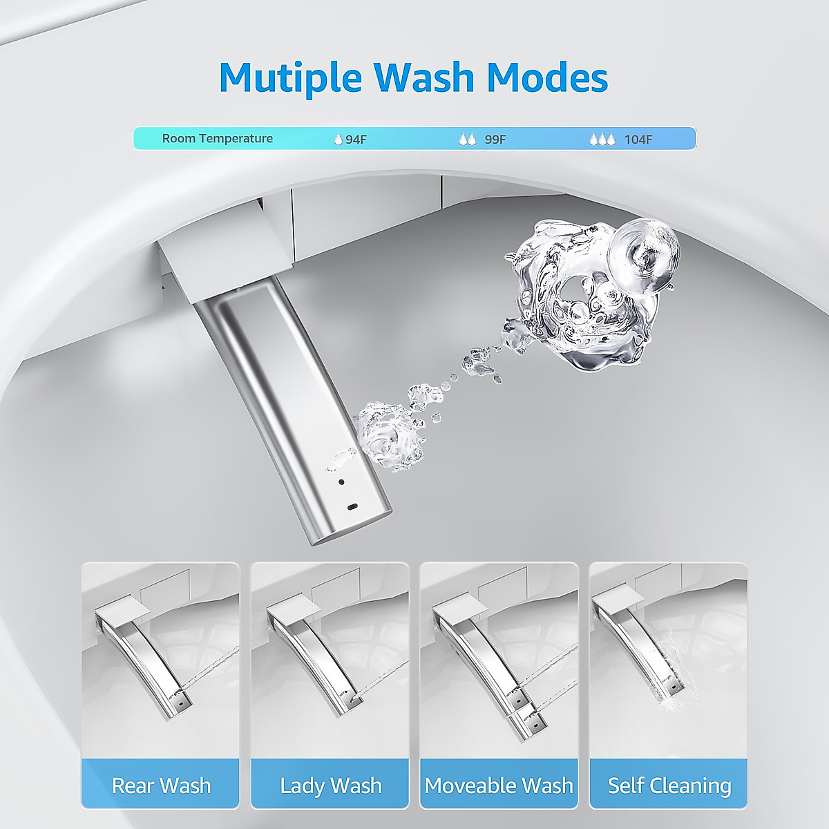 Tankless Smart Toilet with Built-In Bidet, Heated Seat, Warm Water and Dry, Simple Installation, with Foot Sensor and Night Light, Auto Flush, Auto Open & Close Lid, Wireless Remote Control