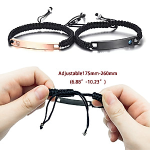 Personalized Custom Name Couple Bracelets, Personalized Engraved Stainless Steel Adjustable Bracelets Gift for Men, Women, Family, Lovers (2pcs Couples Set, Style)