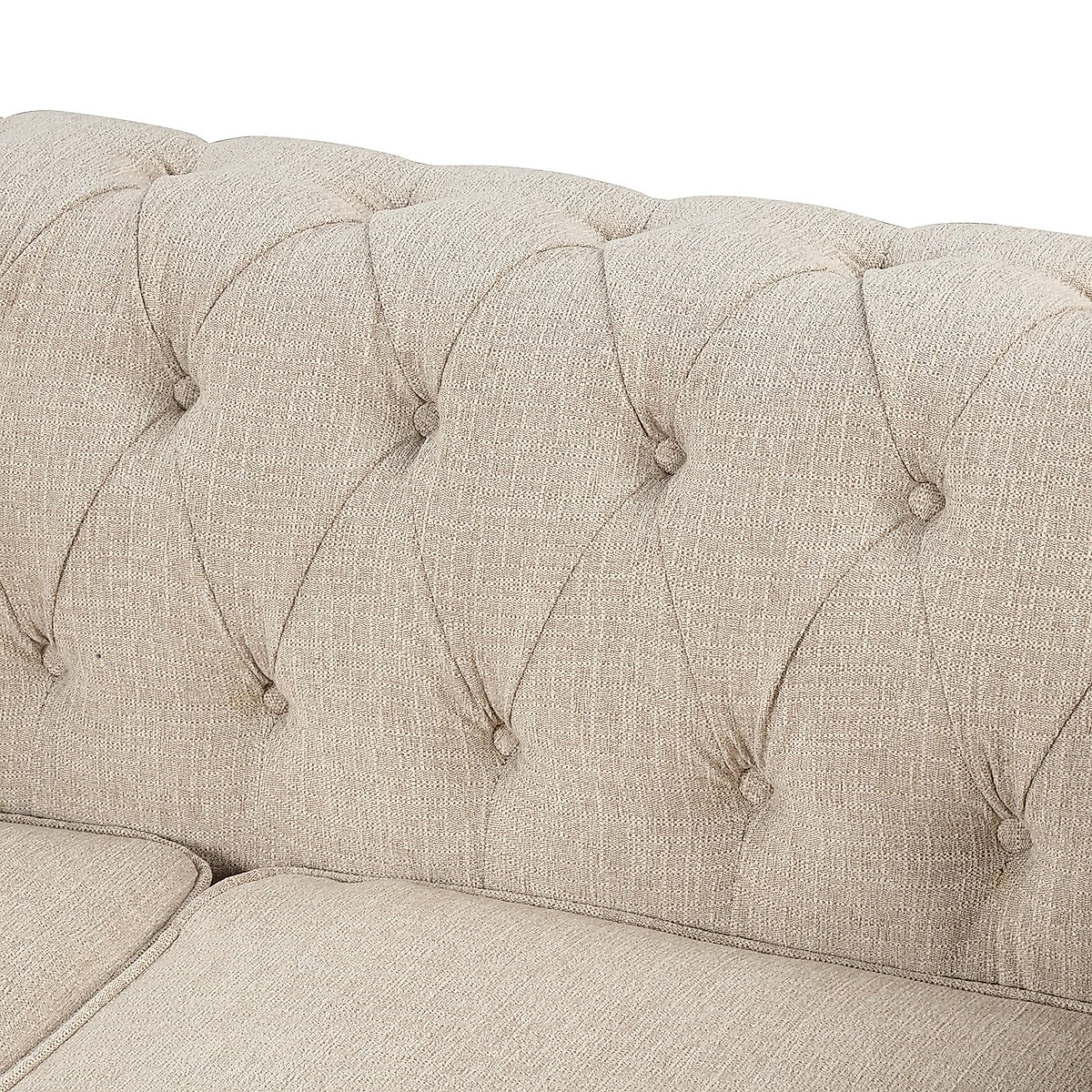 Morden Fort Chesterfield Modular Convertible Sectional U-Shape Polyester Fabric Sofa with Chaise Accent Tufted Couch for Living Room Furniture Set