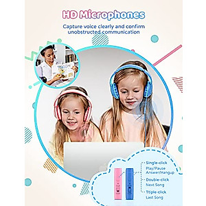 Kids Headphones Wired with Microphone, 85/94dB Volume Limit, Foldable Adjustable Headphone for Girls Boys Children, Tangle-Free 3.5mm Jack Wired for Study, School, Kids Headset for iPad /Tablet/MP3/4