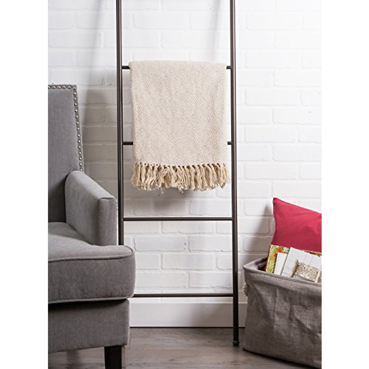 DII Diamond Throw Collection Cotton Woven, 50x60, White