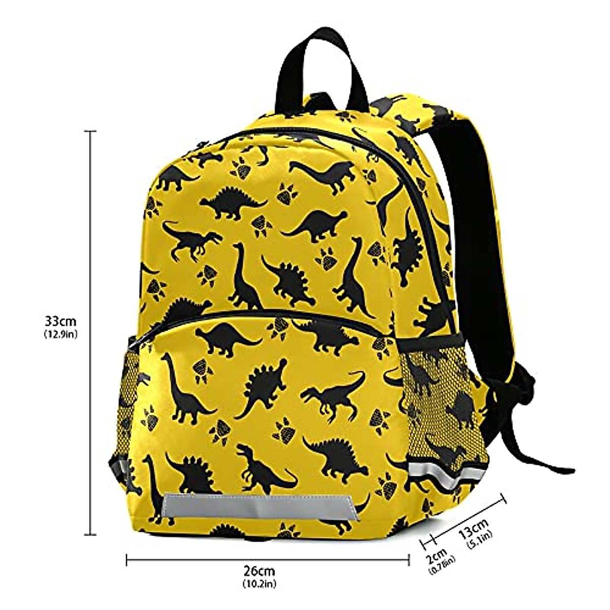 Yellow Dinosaur Kids Backpack, Toddlers Small Backpack School Bag Meal Travel Bags for Boys